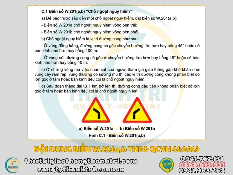 Tìm Hiểu Biển Báo Chỗ Ngoặt Nguy Hiểm W.201a W201b | Thành Tri